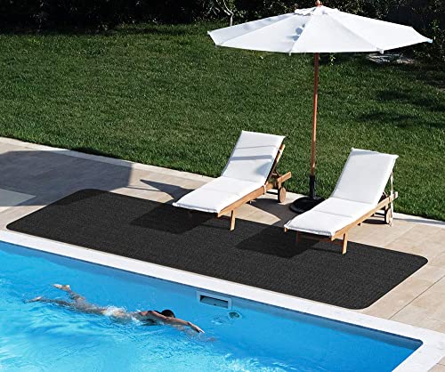 House, Home and More Indoor Outdoor Double-Ribbed Carpet Runner with Skid-Resistant Rubber Backing - Smokey Black - 3 Feet x 10 Feet
