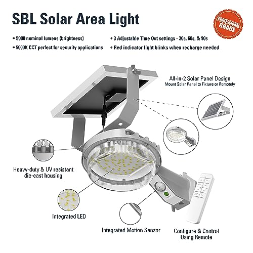 HALO Solar Powered High Brightness 5000 Lumens Motion Activated Outdoor LED Security Area Light
