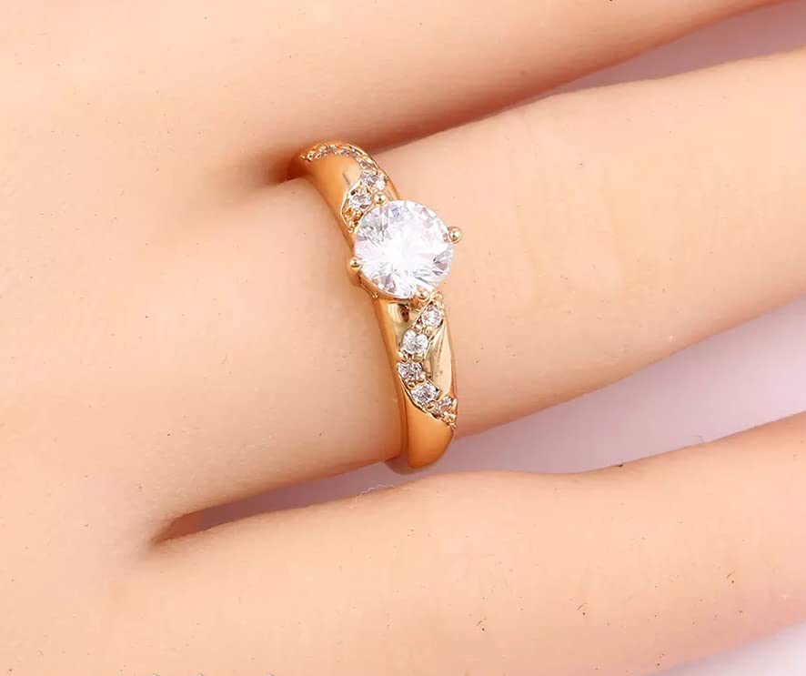 Engagement Diamond Wedding Ring - Cubic Zirconia - 18k Gold Plated Ring (8)
