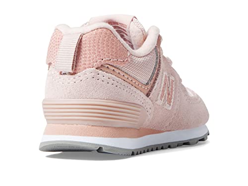 New Balance Girls 574 V1 Bungee Sneaker, Pink Haze/White, 7 Toddler