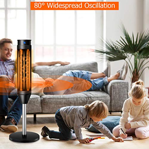 COSTWAY Ceramic Heater with Remote Control, 1000W/1500W Portable Heater with 8H Timer, Adjustable Thermostat, Overheat and Tip-Over Protection, Electric Space Heater for Indoor Use, Bedroom, Black