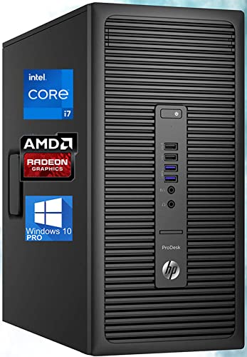 HP 600 G2 ProDesk Mini-Tower PC, Intel Quad-Core i7-6700 Upto 4.0GHz, 32GB RAM, 256GB SSD, AMD R7 240 2GB HD Graphics 4K, AC Wi-Fi, Bluetooth, HDMI, DisplayPort, Windows 10 Pro (Renewed)