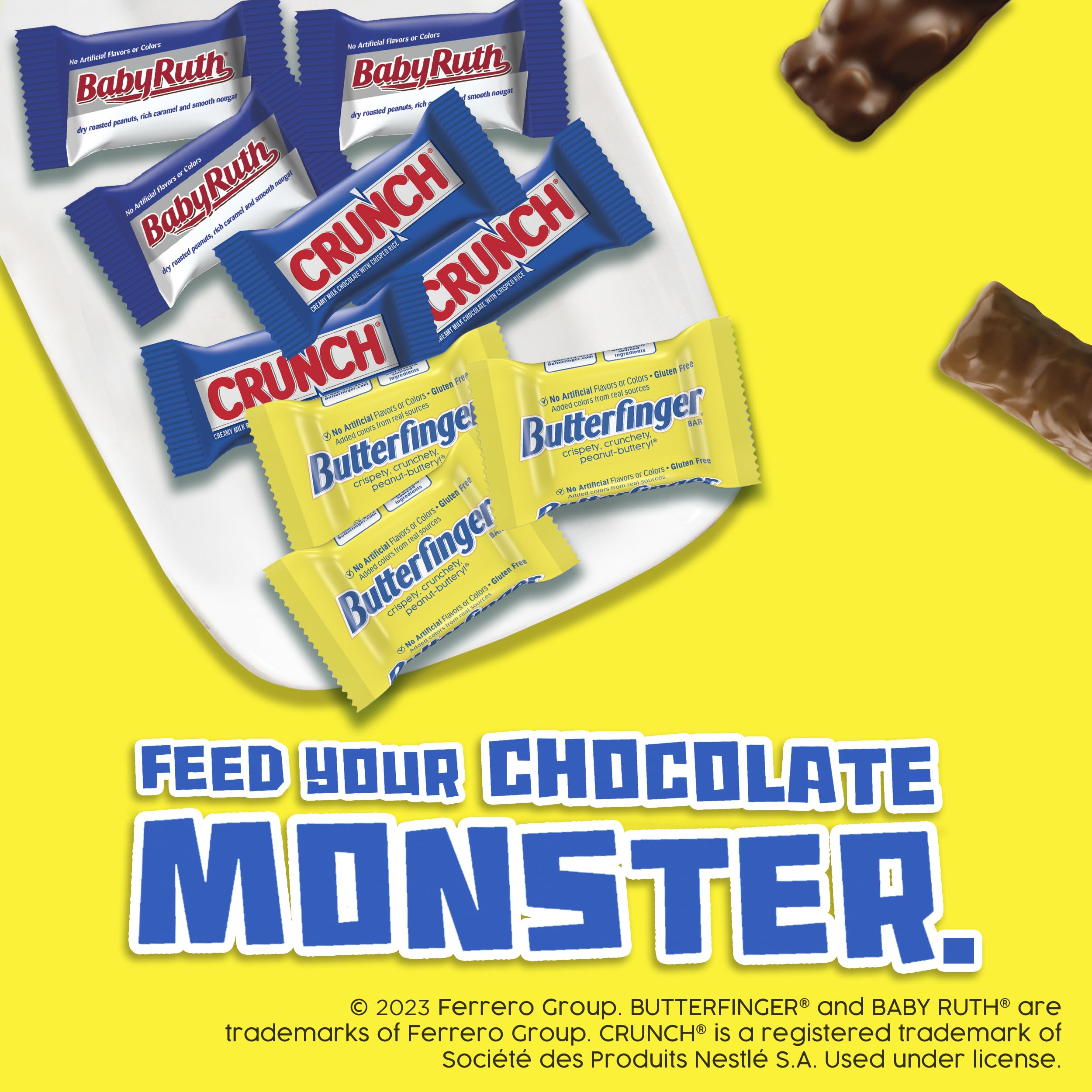 Butterfinger, CRUNCH and Baby Ruth, Zombie Box, Candy Variety Pack, Assorted Mini Size Individually Wrapped Bars, Halloween Candy, 12 Oz. (Pack of 1)