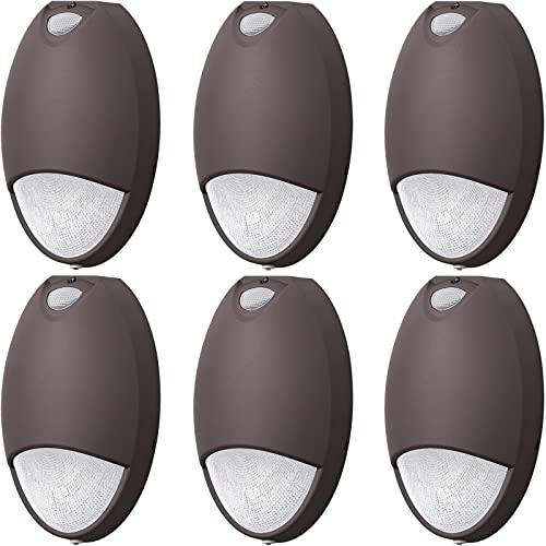 LED Emergency Wall Pack Light with Battery Backup and Photocell,Self Test Diagnostics Commercial Outdoor Aluminum Wall Pack Emergency Light, 12W 120-277V AC, IP65 Waterproof UL Listed(6-Pack)