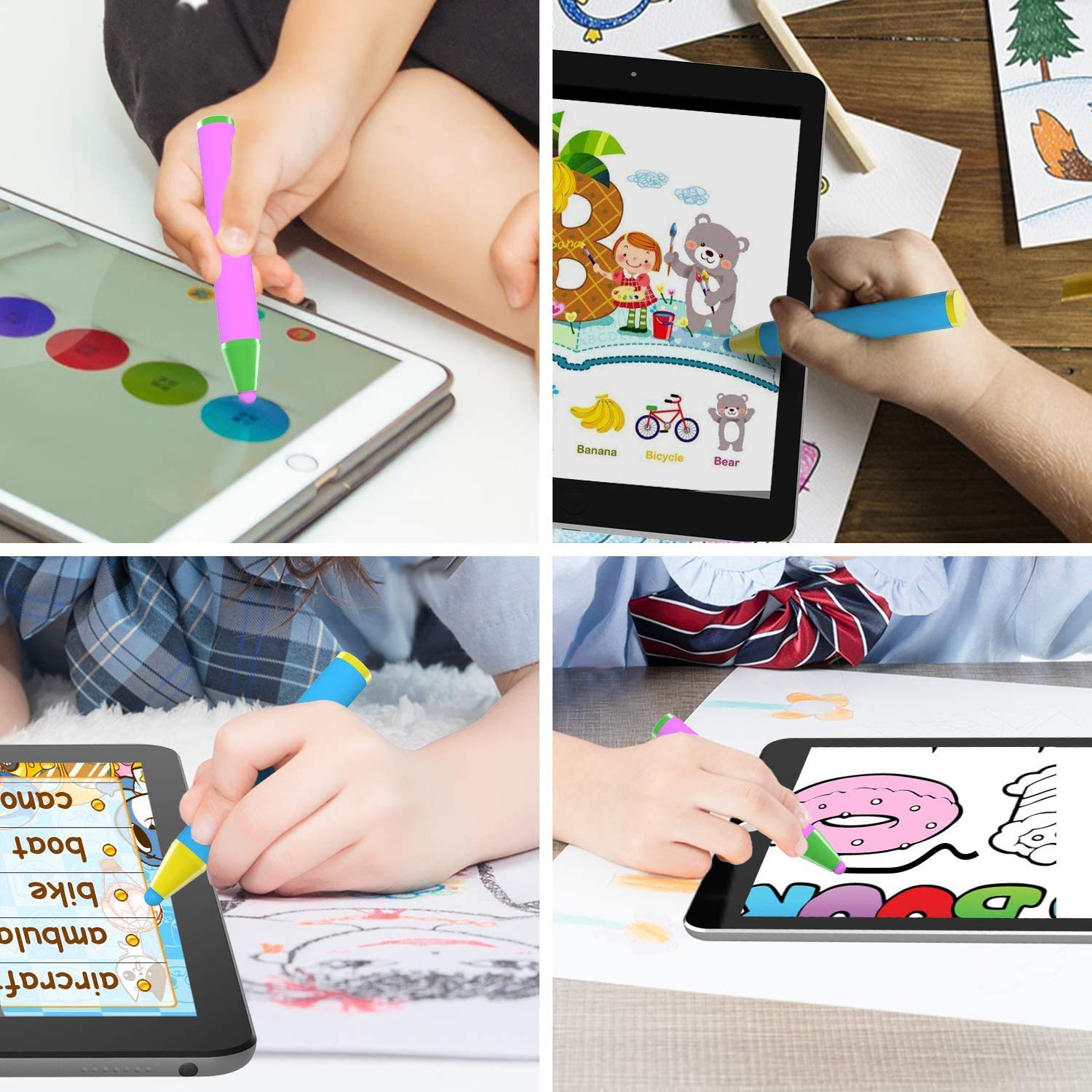 CISCLE Youth Series Kids Stylus Pen for Touch Screen, Fun Crayon Stylus Compatible for Apple iPad Air Mini Pro, Kids Edition Tablet, Dragon Touch, Galaxy Tab A E, Chromo Android Tablets (2 Pack)