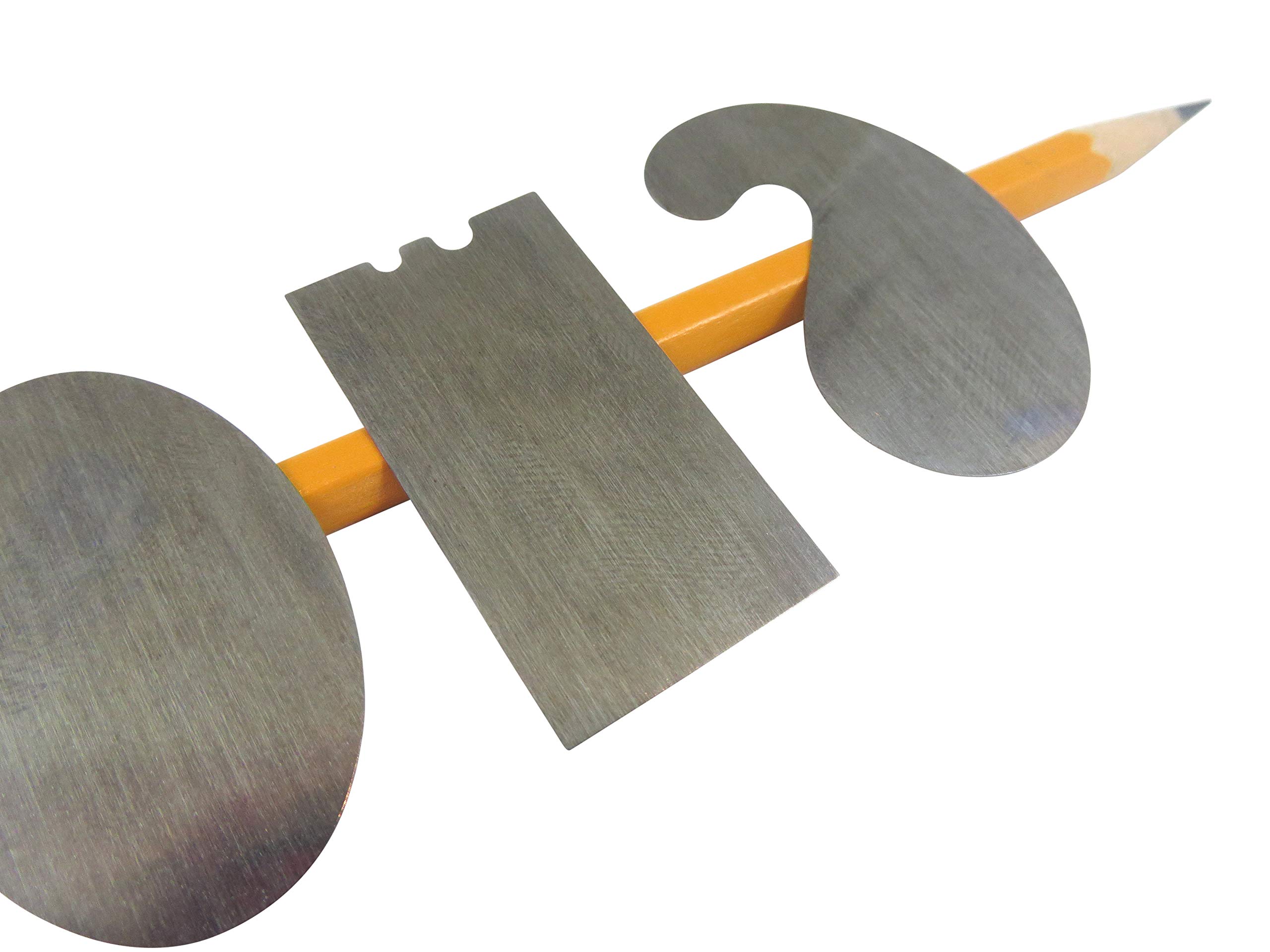 Lynx LMSS 4 Piece Miniature Cabinet Scraper Set with Googeneck, Oval, Convex/Concave and Square, Overall Sizes 2” x 1”, 0.012” Thick