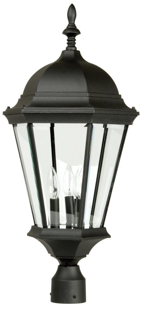 Craftmade Z555-TB Straight Glass Outdoor Pier Mount Post Lighting, 3-Light, 180 Watts, Textured Matte Black (13" W x 28" H)