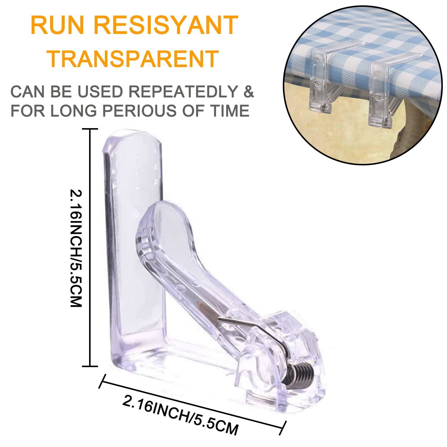 DHYLRICHER 12 Pieces Transparent Clear Tablecloth Clips Plastic Table Cloth Clips Table Clips for tablecloths,Tablecloth Holders Clips for Home Picnic Indoor and Outdoor Party Tablecloth Fix