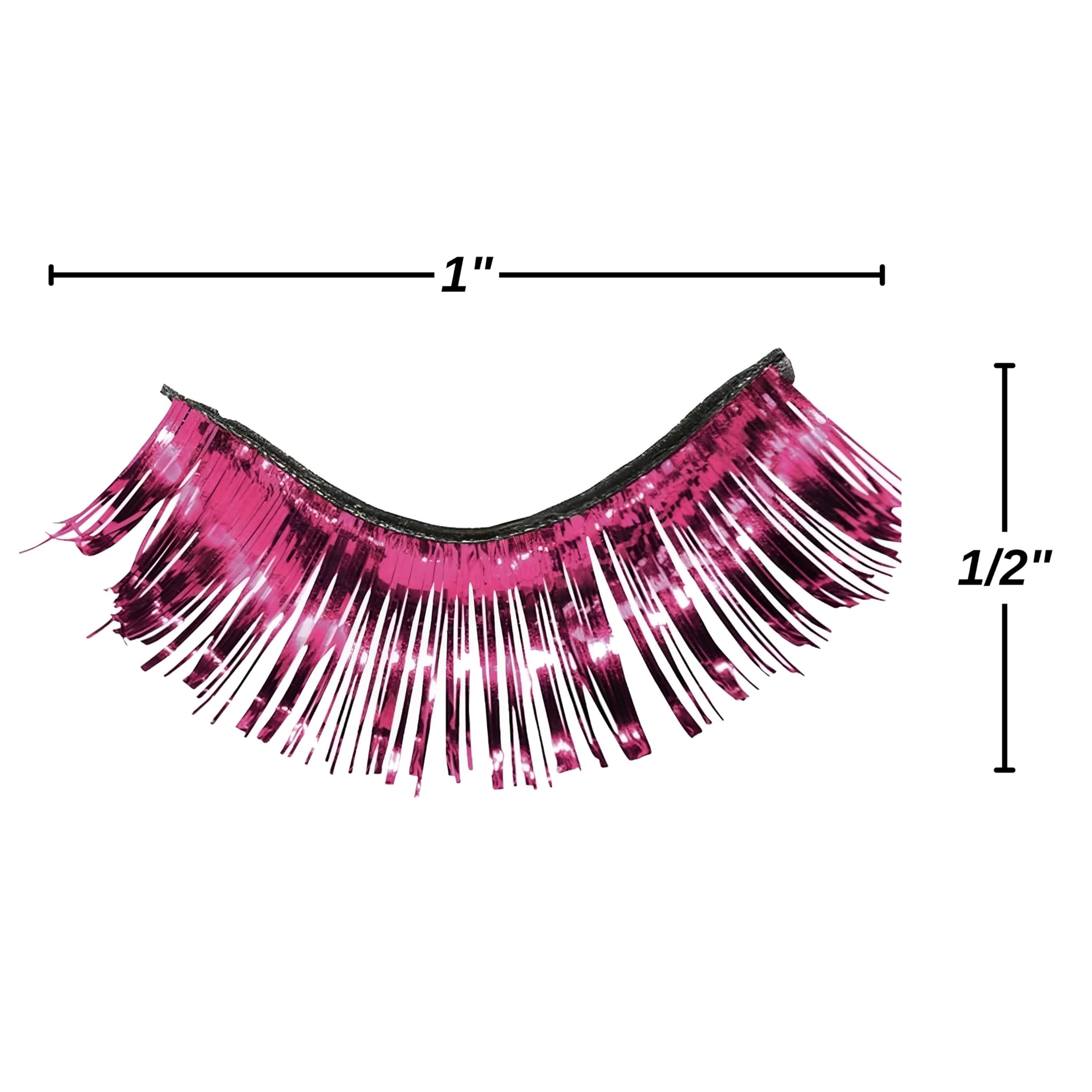 Pink Tinsel Eyelashes - 1 Pair (1/2" x 1") - Lightweight & Easy to Apply Self-Adhesive Lashes - Perfect Costume Accessory