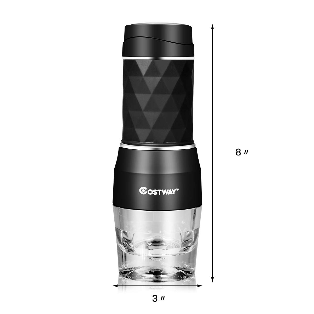 COSTWAY Manual Espresso Machine, 2-in-1 Portable Coffee Maker 20 Bar Pressure for Capsule and ground coffee