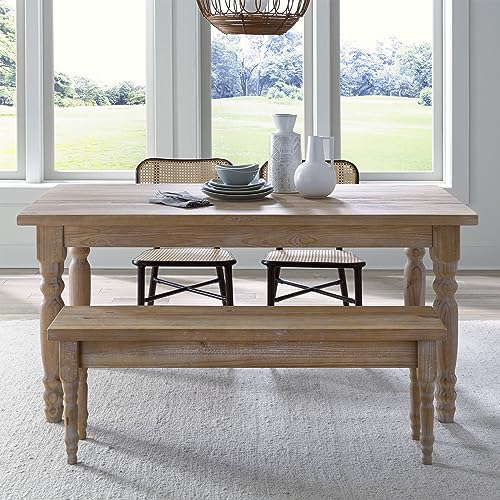 Grain Wood Furniture Valerie Solid Wood Bench, Driftwood