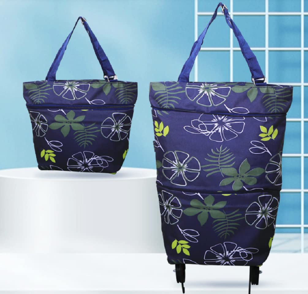Cowinbest Upgrade Shopping Bag with Wheels Portable Trolley Bags Grocery Cart Hand Pulling Utility with Hand Straps Folding Shopping Cart(B0BB1BK2BY)