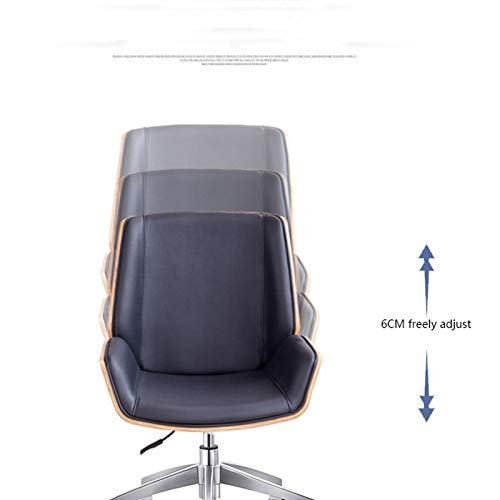 IRDFWH Adjustable Desk Executive Swivel Chair Home Office Furniutre Computer Task Chair Bendwood Leather Armchair (Color : Black)
