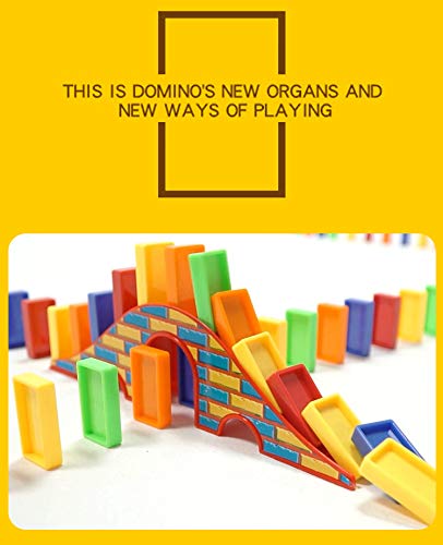 Wellin 260 pcs Blocks Domino Train Toy with Bridge Set Mega Pack Domino Game for 3-12 Years Old Boys Building Blocks Stacking Tile Games (260 pcs Domino Train with Bridge Set)