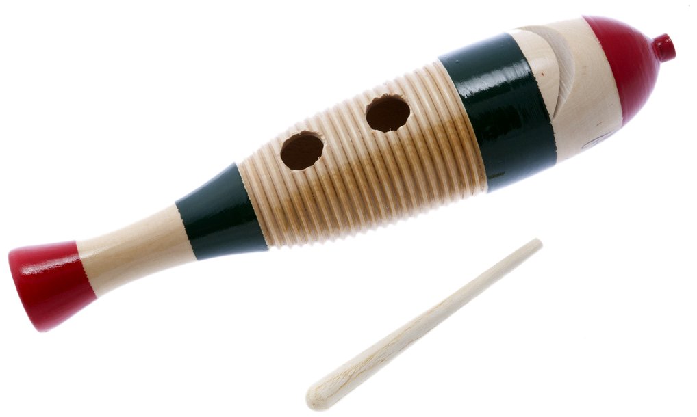 D'Luca GUIRO-GO Wood Fish Style Guiro with Wooden Stick