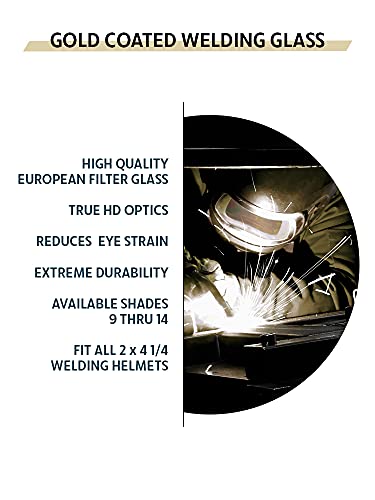 Gold Coated Green Welding Filter, 2" x 4.25" (Shade 14)