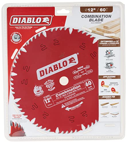 Diablo D1260X 12-Inch by 60t 1in Arbor Combination Saw Blade