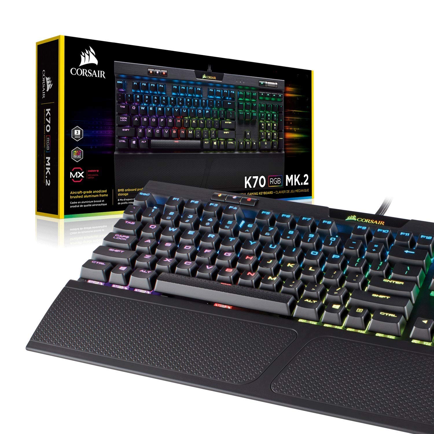 Corsair K70 RGB MK.2 Mechanical Gaming Keyboard — CHERRY® MX Red (Renewed)