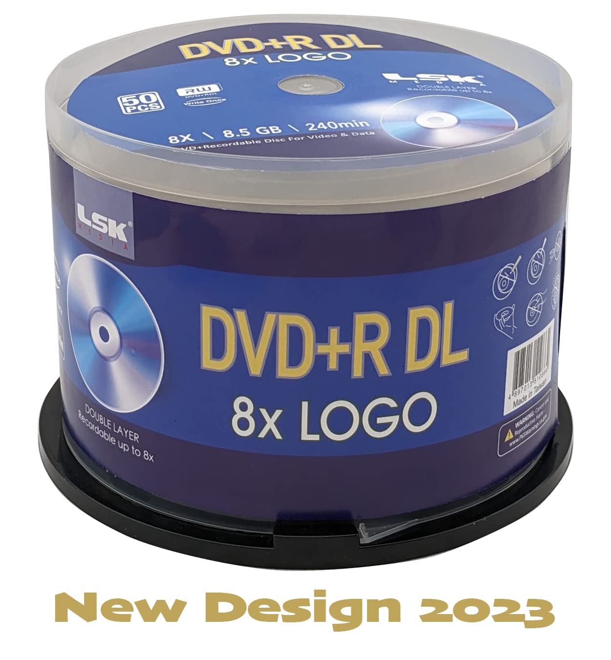DVD+R DL Double Layer Logo 8X 8.5GB 240min Video β LSK Media Logo Top, 50 Pack in Spindle | Blank DVDs for Burning Video | DVD Discs Blank | Recordable DVDs
