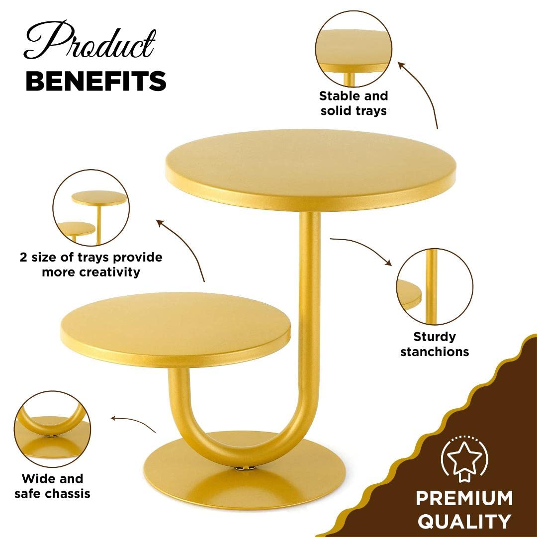 Gold Wedding Cake Stand 10/8", Dessert Table Display Set with Spatula, Cake Stands for Dessert Table, Multipurpose Cake Holder, Cup Cake Tier Stand, Cupcake Stand, Dessert Plate, Dessert Stand