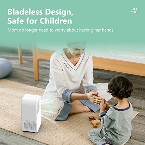 Pazarfami Desk Fan, Portable Bladeless Fan for Bedroom, Office Table, Small USB Personal Fan with Aromatherapy Supply, Breeze Quiet Fan with Touch Control 3 Gear Gentle Wind(Green or White)