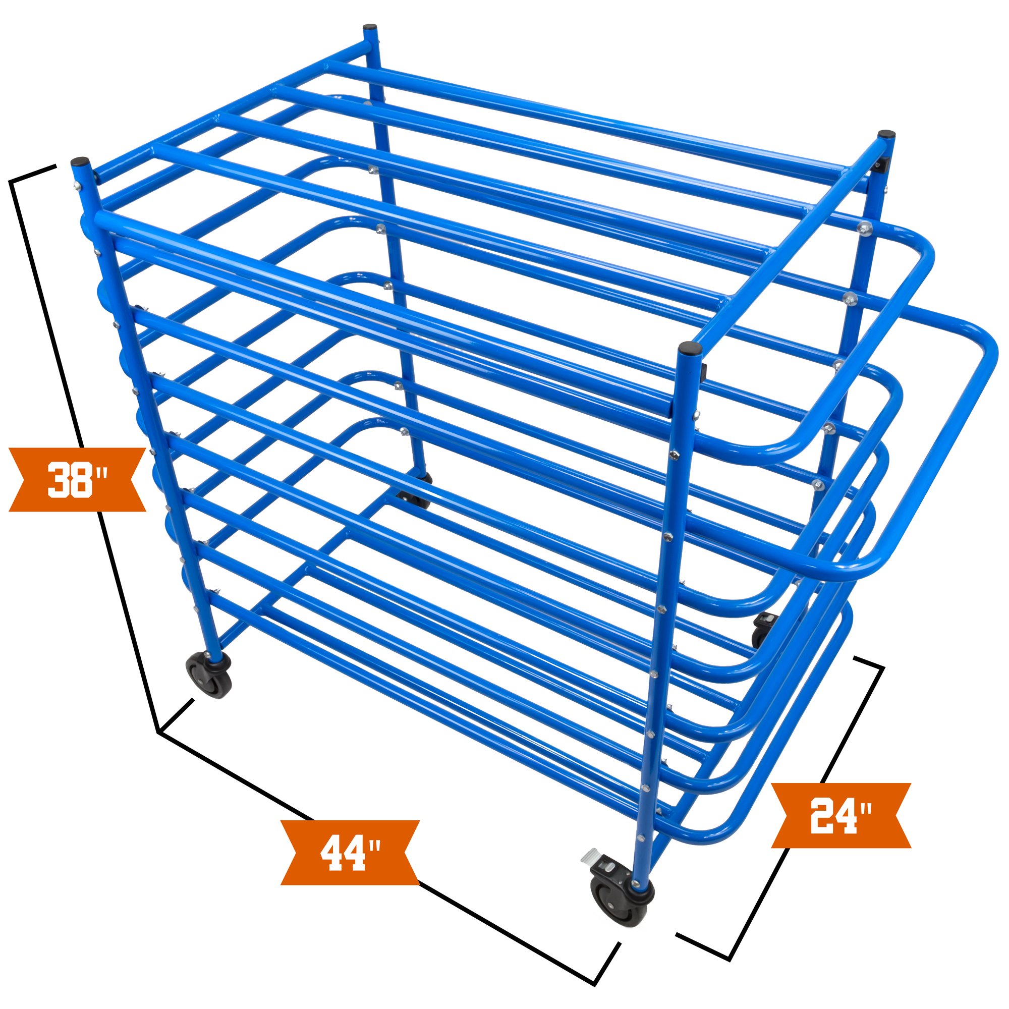 Crown Sporting Goods Metal Sports Ball Cage - Multi-Sport Steel Frame Ball Locker with Caster Wheels and Lock