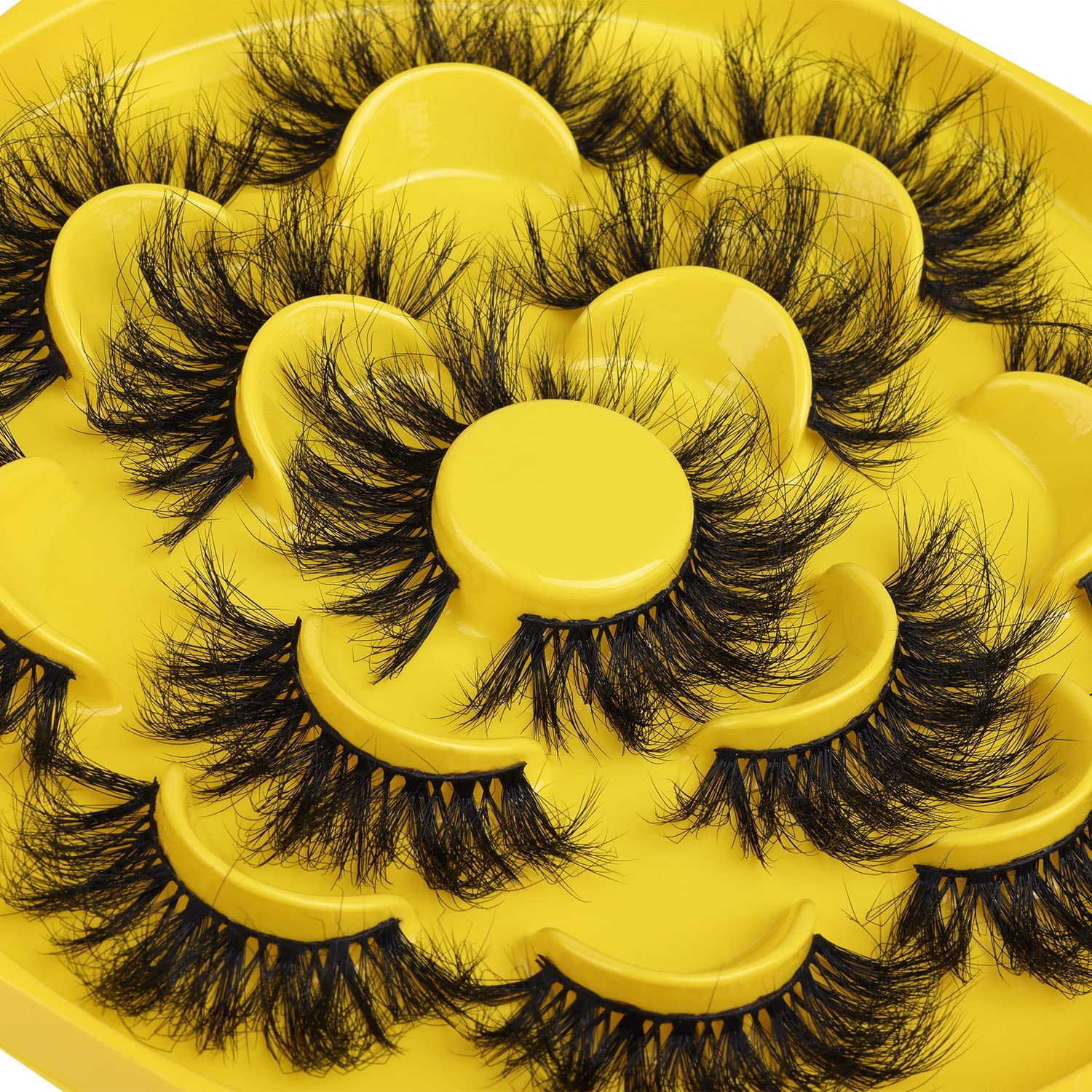 Fake Eyelashes Fluffy Faux Mink Lashes Wispy 20 mm Long Dramaitc Lashes 8D Volume Luxury False Lashes Strip Eyelashes Pack 7 Pairs