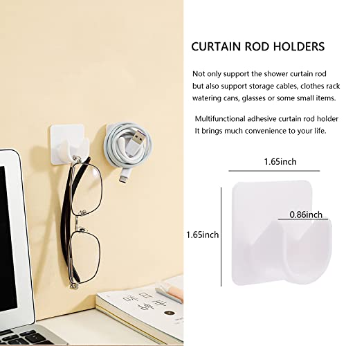 Resdenio Adhesive Shower Curtain Rod Holder - 4 Piece Curtain Rod Bracket No Drilling, Multifunction U Shape ABS Plastic Shower Rod Retainer for Bathroom Bedroom (Shower Curtain Rod Not Included)