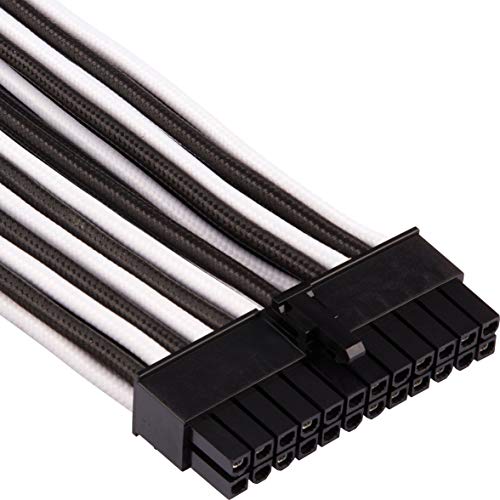 CORSAIR Premium Individually Sleeved PSU Cables Pro Kit – White/Black, 2 Yr Warranty, for Corsair PSUs