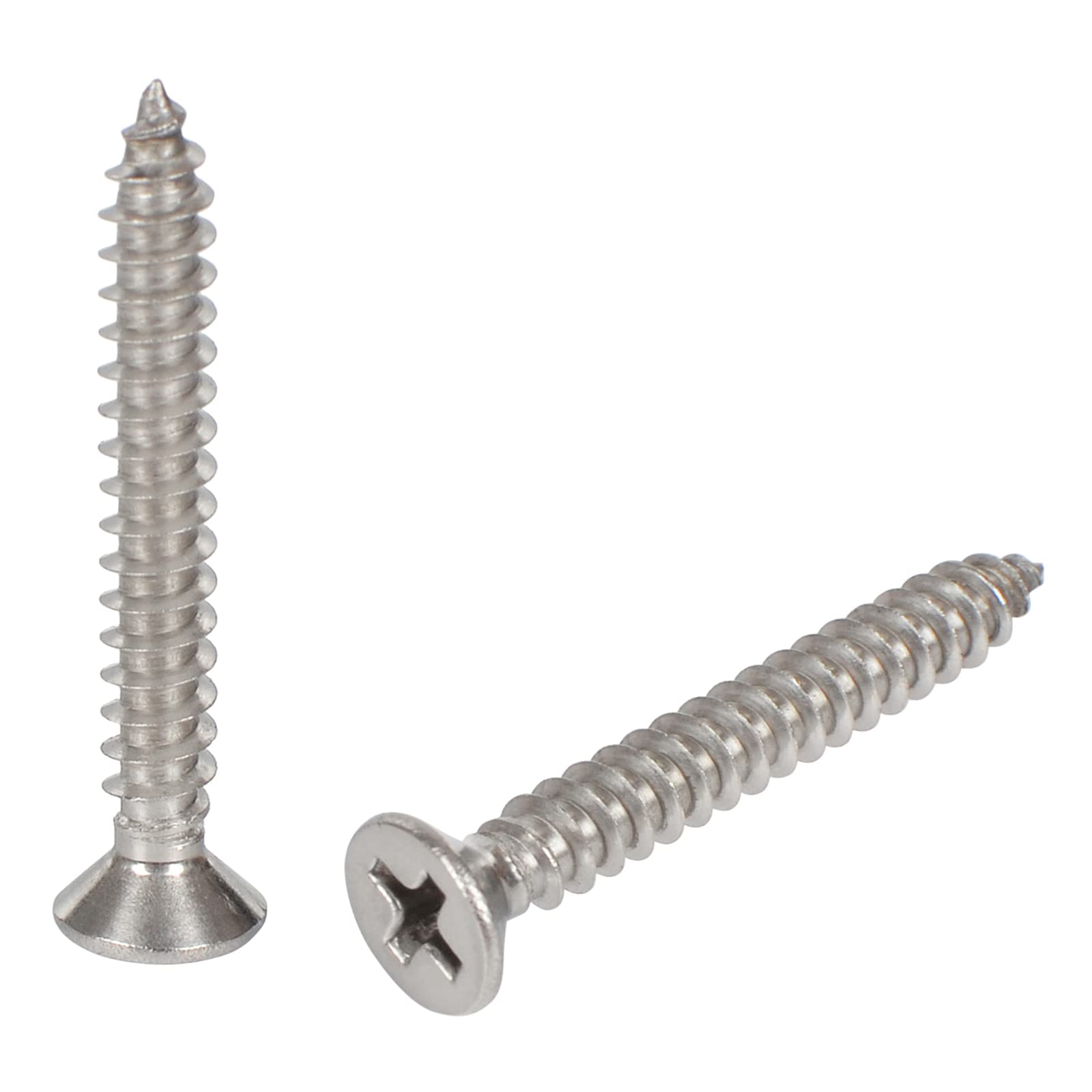 Jigreat #8 x 1-1/4" Stainless Steel 304 (18-8) Flat Head Phillips Wood Screws 50pcs Solid Stainless Screw