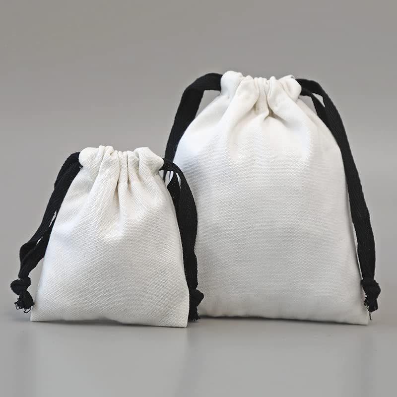DINYAO Gift Package White Cotton Storage Bags with Drawstring (4x5.5 inches, 25 pieces)