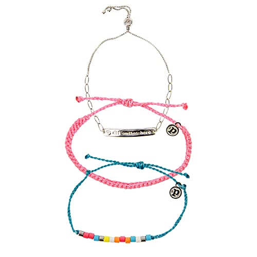Pura Vida Bracelets Pack All Smiles & Happiness Bracelet Stack - Set of 3 Stackable Bracelets for Women, Summer Accessories & Cute Bracelets for Teen Girls - 1 Chain Bracelet & 2 String Bracelets