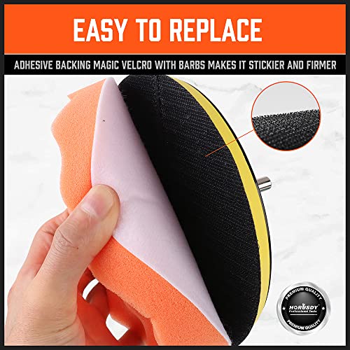 HORUSDY 6" Buffing Pad Kit, Polishing Pad Kit for 6 Inch Backing Plate Compound Buffing Sponge and Woolen Pads Cutting Polishing Pad Kit for Car Buffer Polisher, Polishing and Waxing.