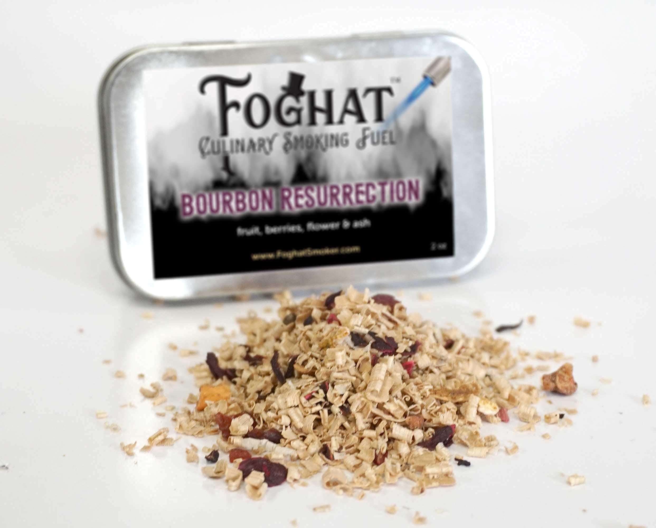 Foghat Cocktail Smoker with Bourbon Barrel Wood Shavings and Bourbon Resurrection Foghat Culinary Smoking Fuel Bundle