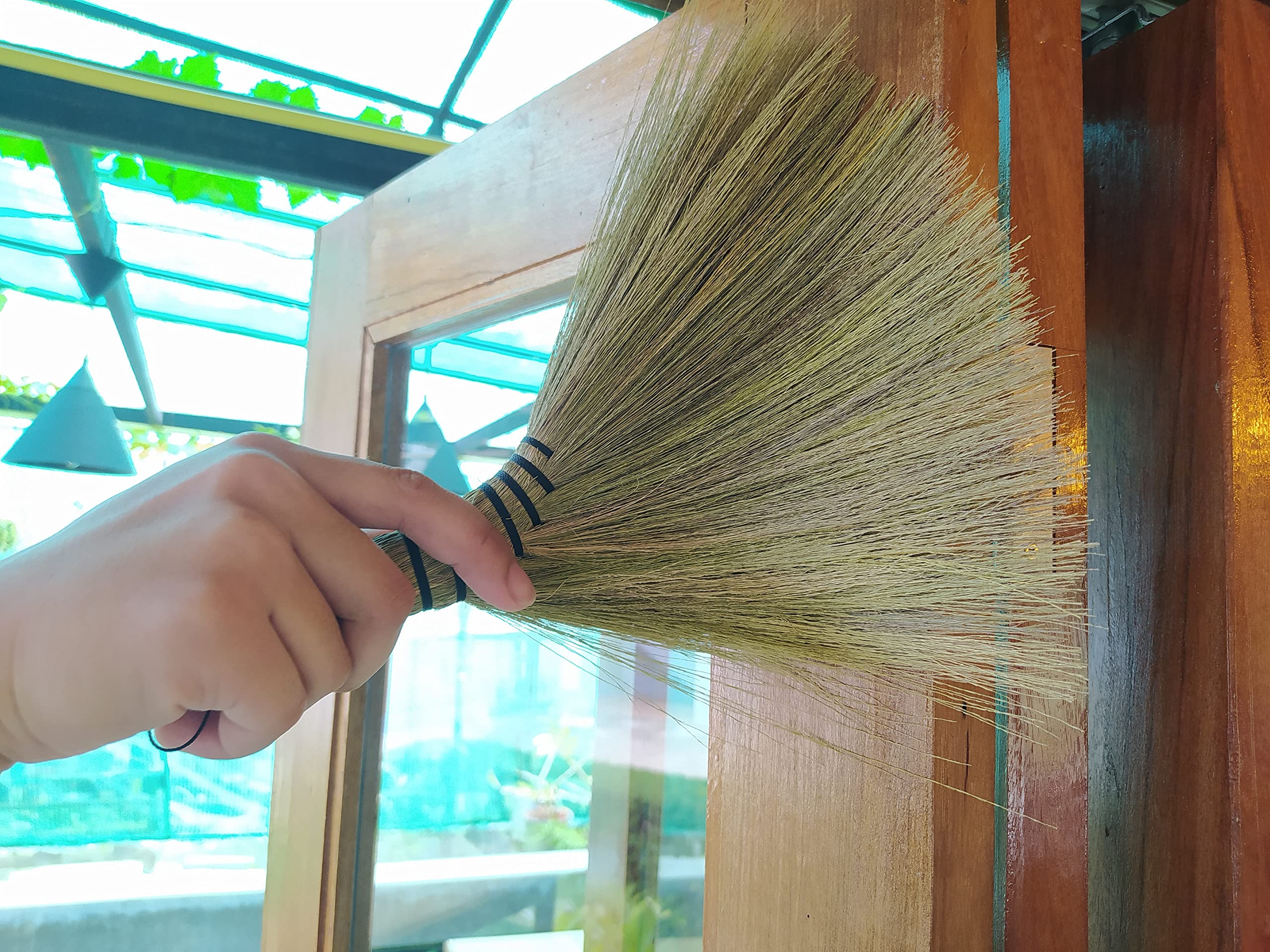 Small Whisk Broom,Handmade Turkey Wing Whisk Broom 12" for Cleaning,Sturdy Soft Brush,Bristle Design Cleans Dust Dirt & Debris Brush Head/Perfect for Indoor Outdoor and Car