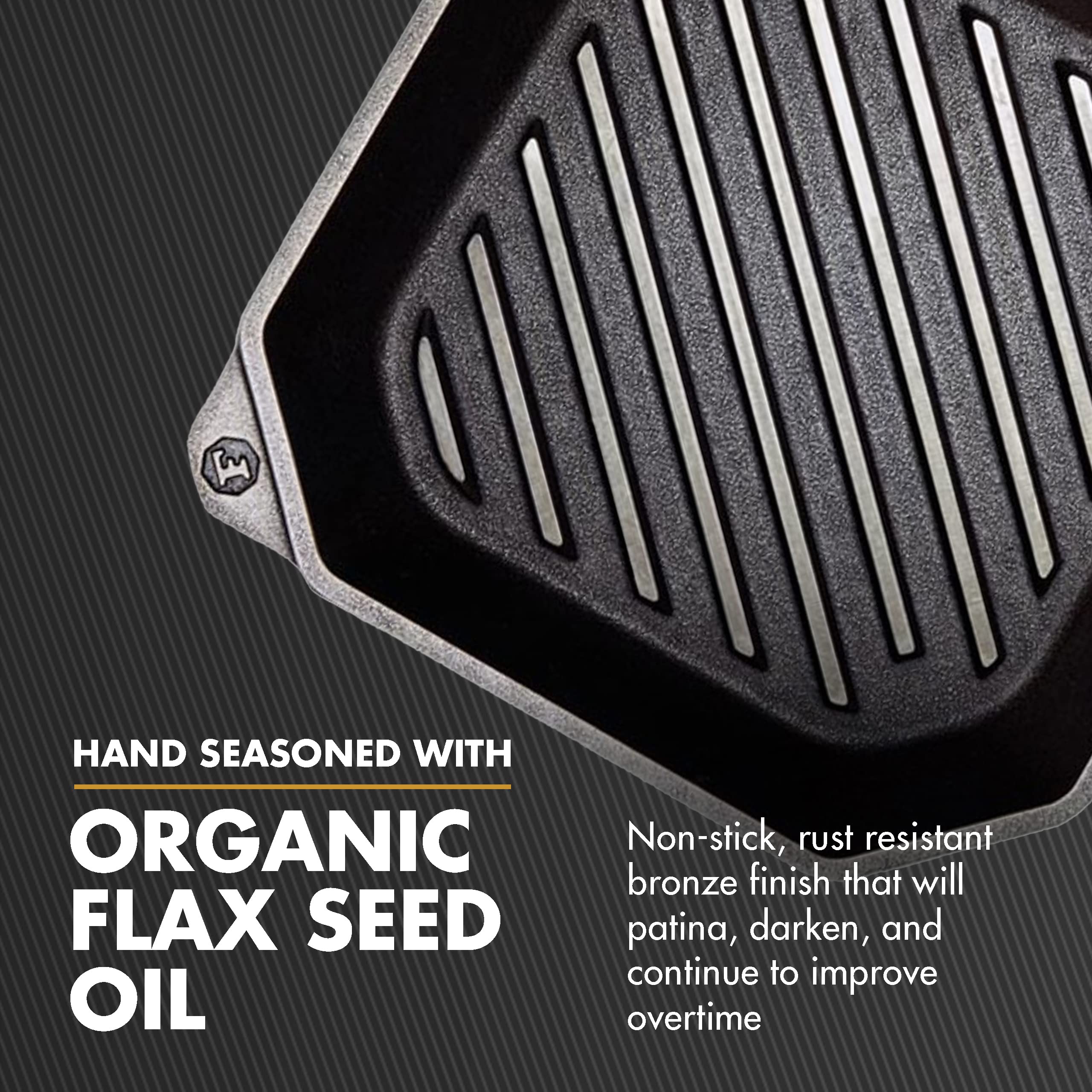 FINEX Cast Iron Lean Grill Pan, Pre-Seasoned - 10 in