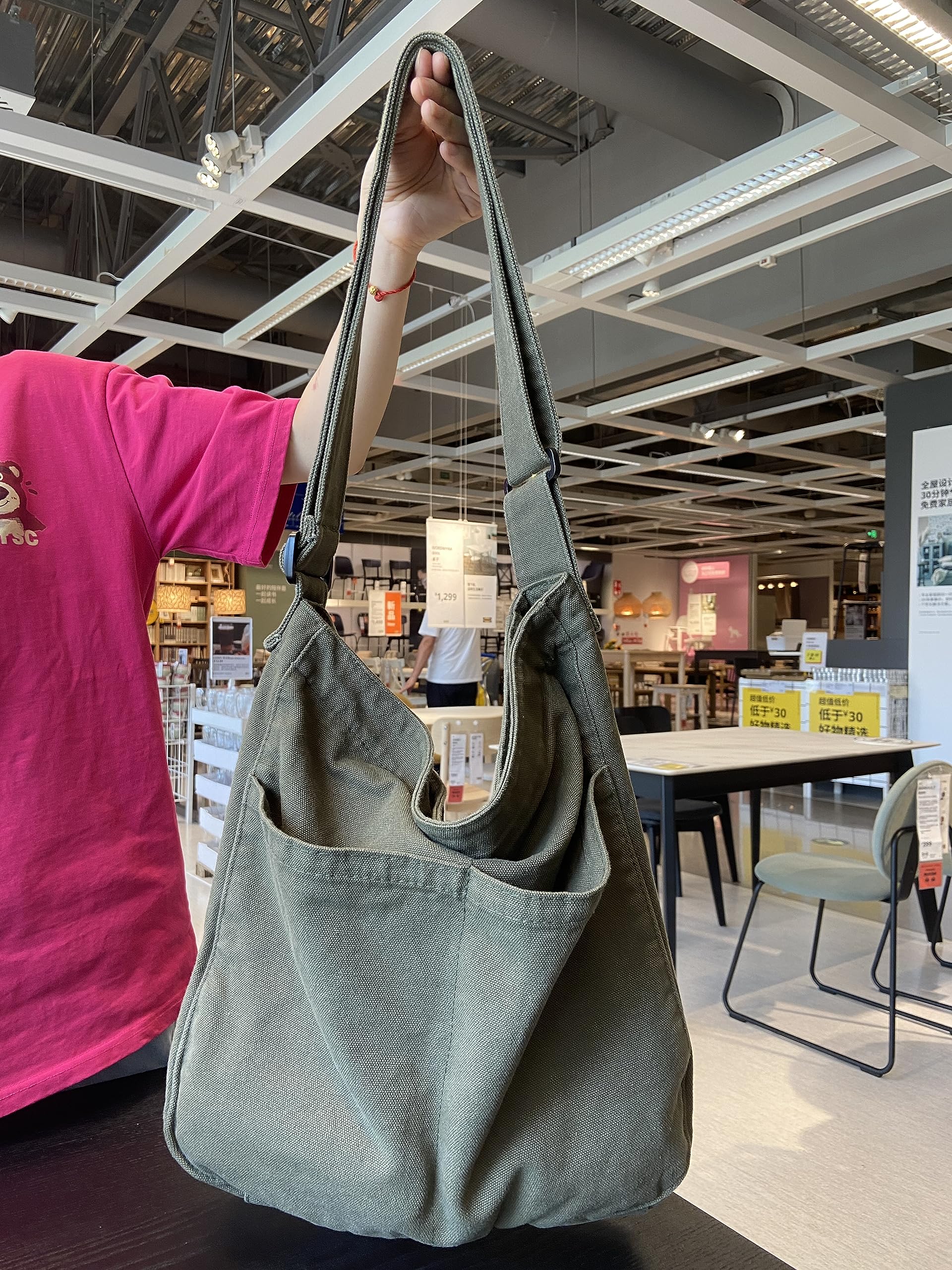 Canvas Crossbody Hobo Shoulder Tote Bag for Men Women