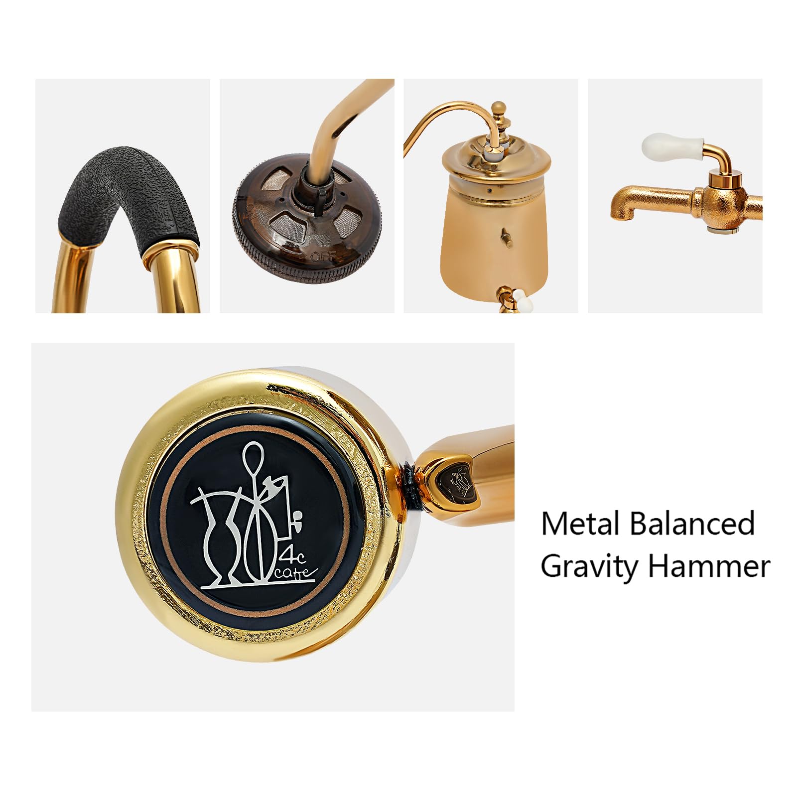 GXFCHYL Belgian Belgium Luxury Royal Family Balance Syphon Siphon Coffee Maker Retro Coffee and Tea Maker Gold Syphon Coffee Brewer 400ML (Gold)