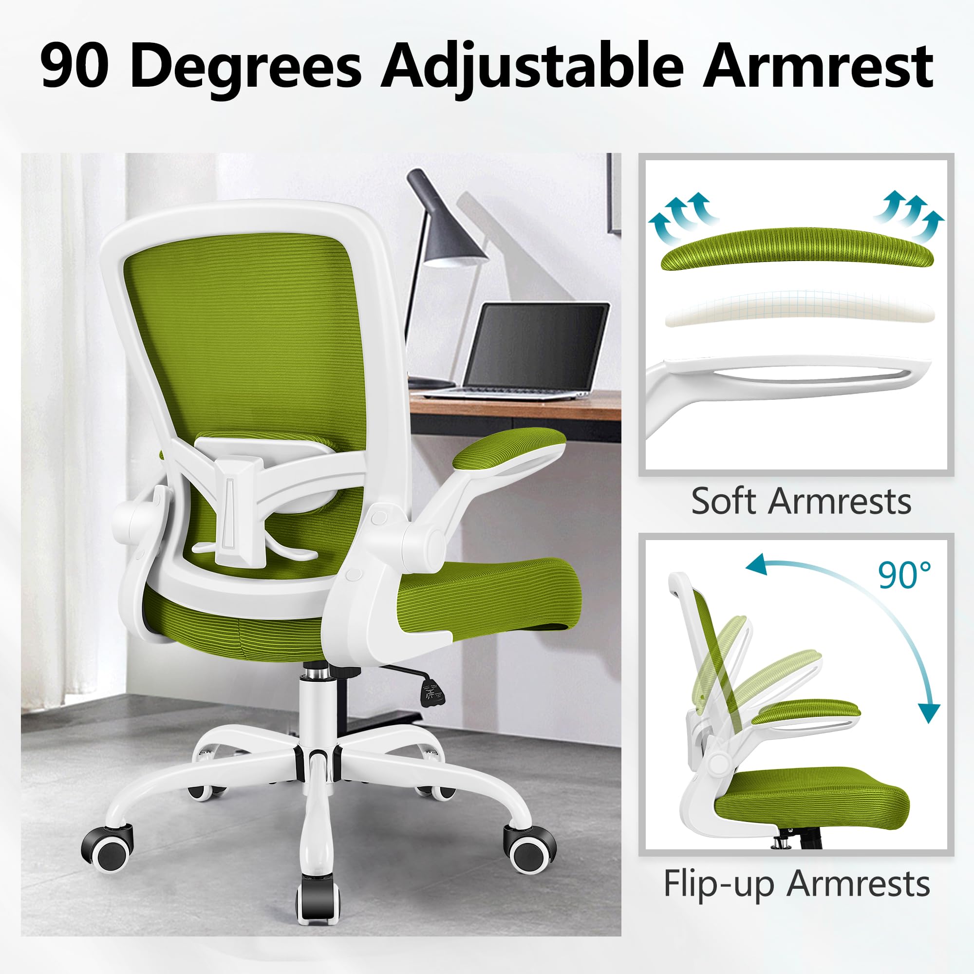 FelixKing Office Chair, Ergonomic Desk Chair Breathable Mesh Chair with Adjustable High Back Lumbar Support Flip-up Armrests, Executive Rolling Swivel Comfy Task Computer Chair for Home Office