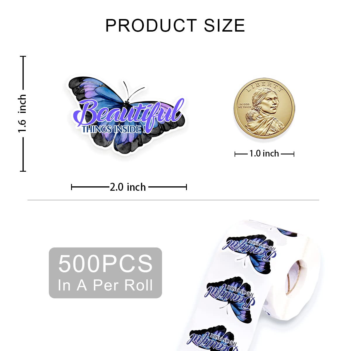 Funny Beautiful Things Inside Butterfly Small Business Stickers, Mail Stickers, Thank You Stickers, Packaging Stickers, Mail Envelopes Shipping Stickers for Small Business,500 PCS