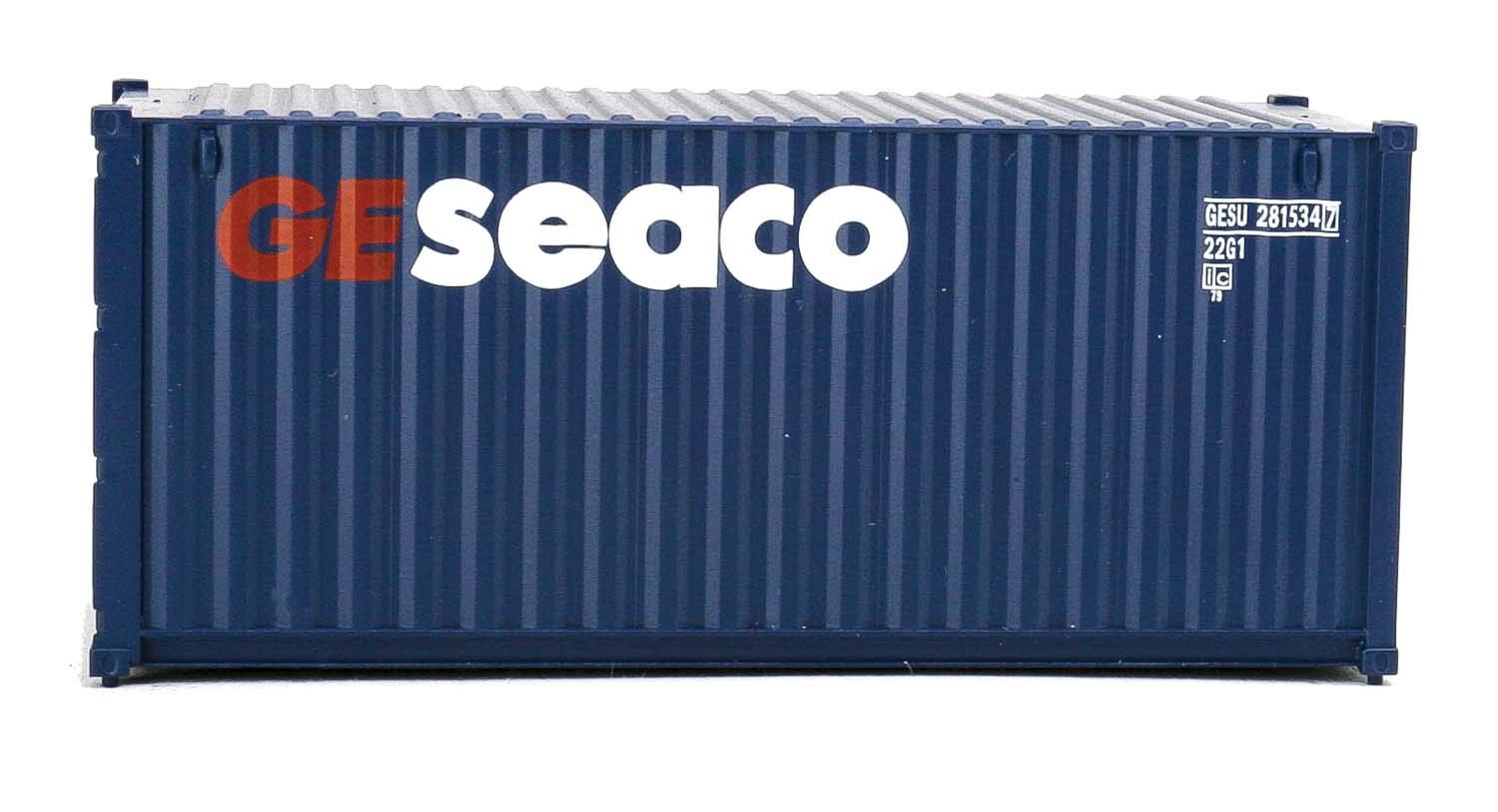 Walthers SceneMaster HO Scale Model of GE Seaco (Blue, White, red) 20' Corrugated Container,949-8064