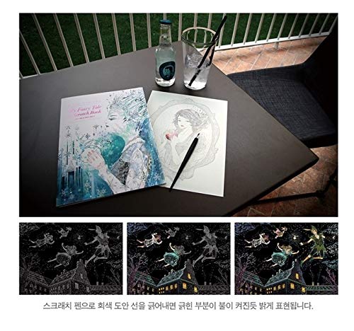 Wisdom garden Stylejosun My Fairy Tale in Scratch Book Classic Fairy Tale 12 with Beautiful Pictures Healing Art for Adults