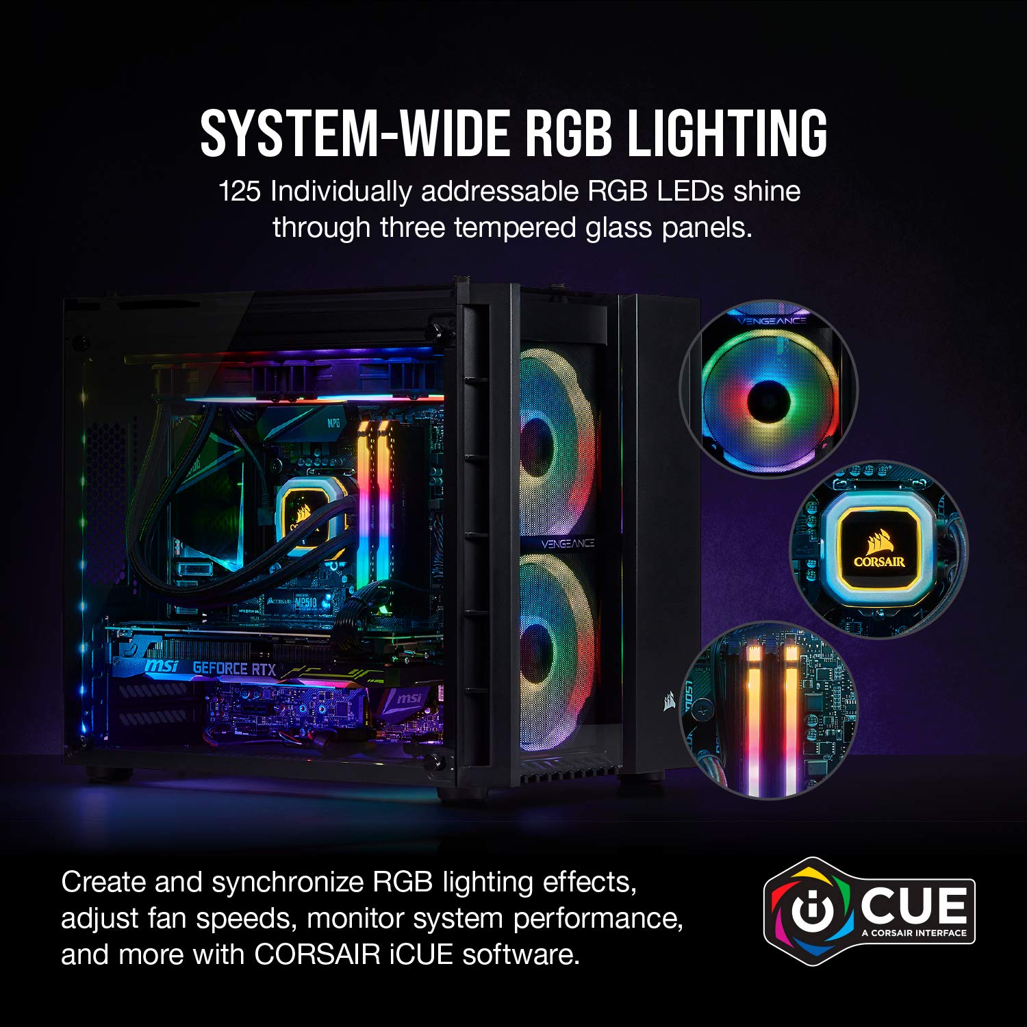 Corsair Vengeance 5185 Gaming PC, i7-9700K, RTX 2080, 480GB M.2, 2TB HDD, 16GB DDR4-2666, Win 10