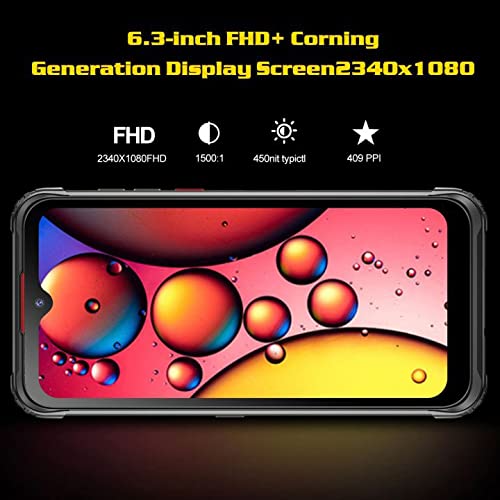 HOTWAV 5G Rugged Smartphone Unlocked,8280mAh Battery 6.3" FHD+ Screen 48MP Five Camera Cell Phone, 8G+128GB Android 11 IP68/IP69K Waterproof Rugged Phone Cyber 7 (Black)