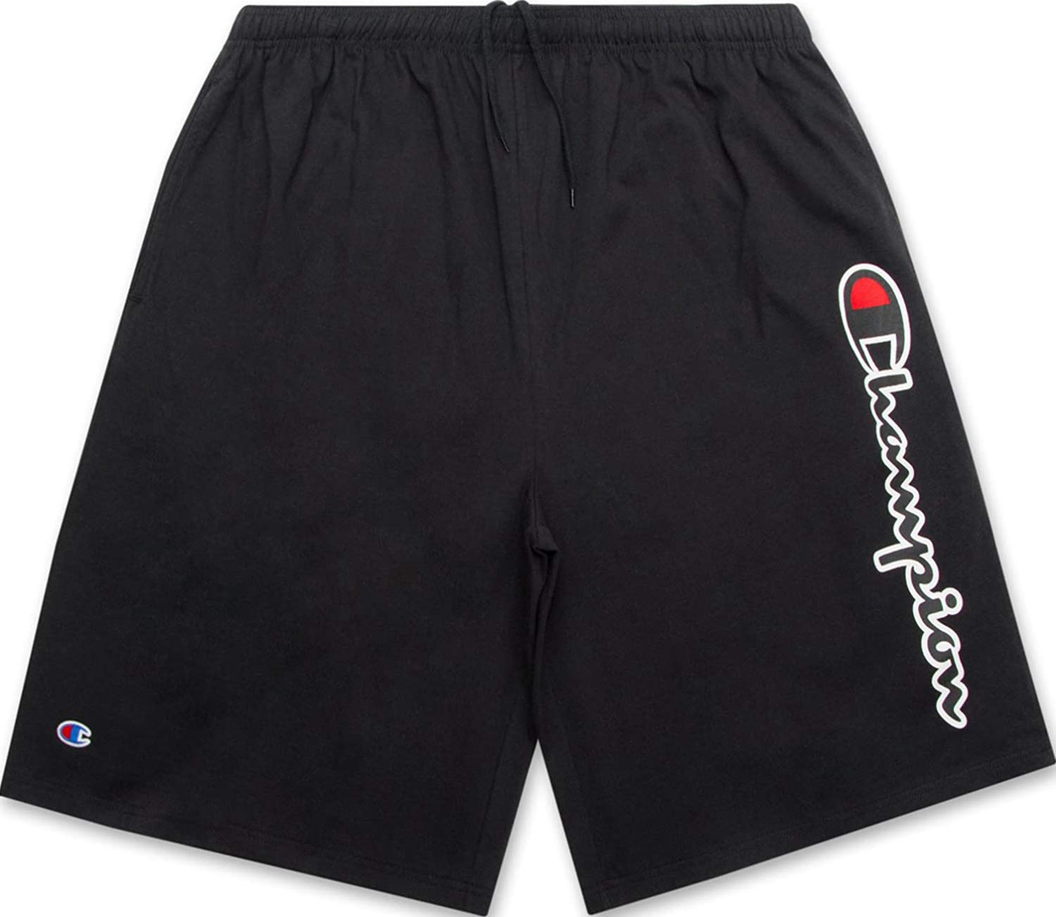 Champion Big and Tall Shorts for Men – Side Script Jersey Athletic Gym Shorts Black