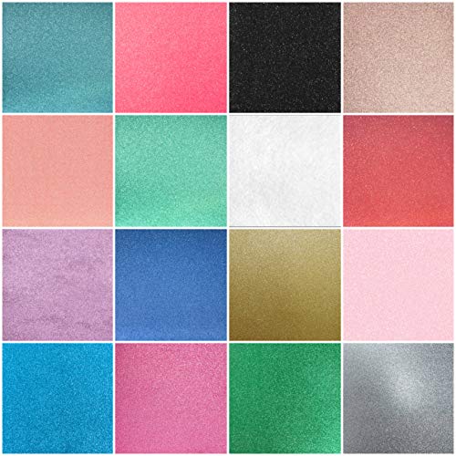 Crafasso 12" x 12" 300gms Heavy & Premium Glitter cardstock, 15 Sheets, Blue