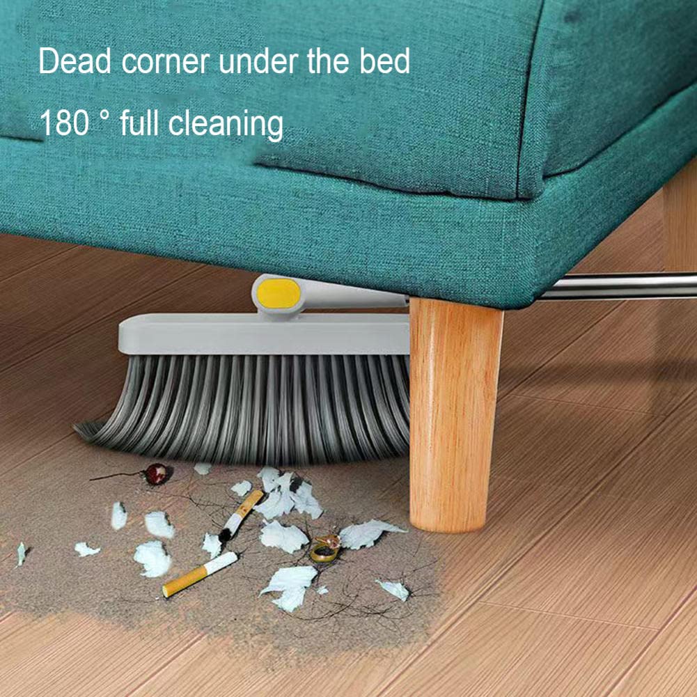 FEMUN Kitchen Broom,Folding Stand Broom Trash can Combination Household Broom Broom Non-Sticky Broom and Trash can Set Outdoor Broom, Broom and Trash can Set for Home, Kitchen, Office, Bathroom