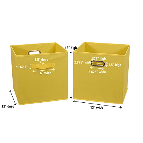 Household Essentials, Golden Yellow 2 Pack Open Storage Bins with Dual Handles, 13 x 12 x 13