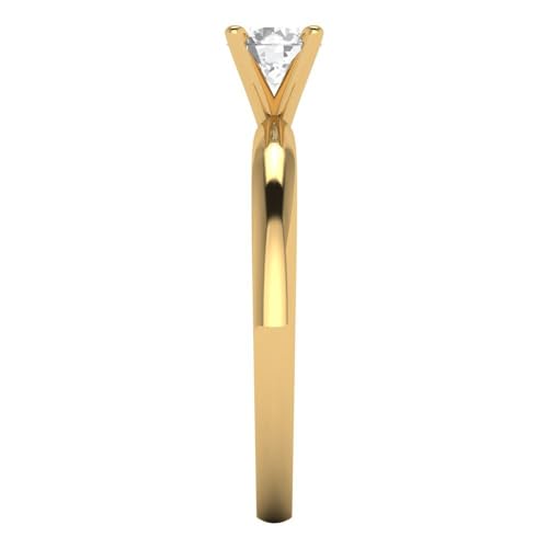 Clara Pucci 0.50ct Round Cut Solitaire White Lab Created Sapphire Engagement Bridal Promise Anniversary Ring in 18K Yellow Gold 4.25