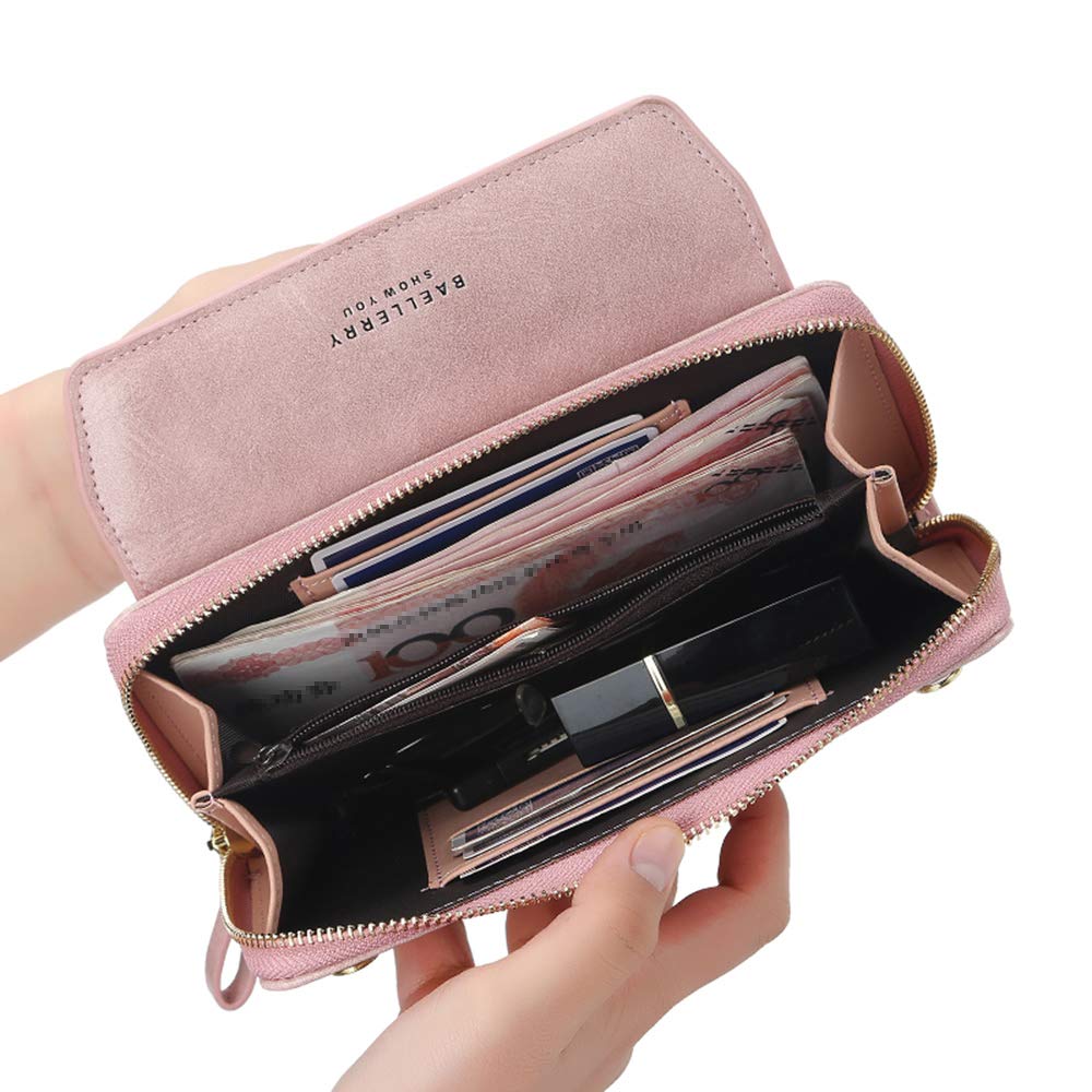 Womens Crossbody Wallet Small Cute Clutch Purses Phone Bag with Front Zipper Pocket,Red